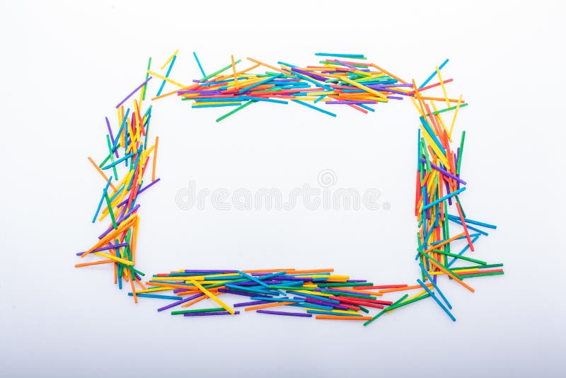 Geometric Shapes Made with Colorful Sticks on White Background Stock ...