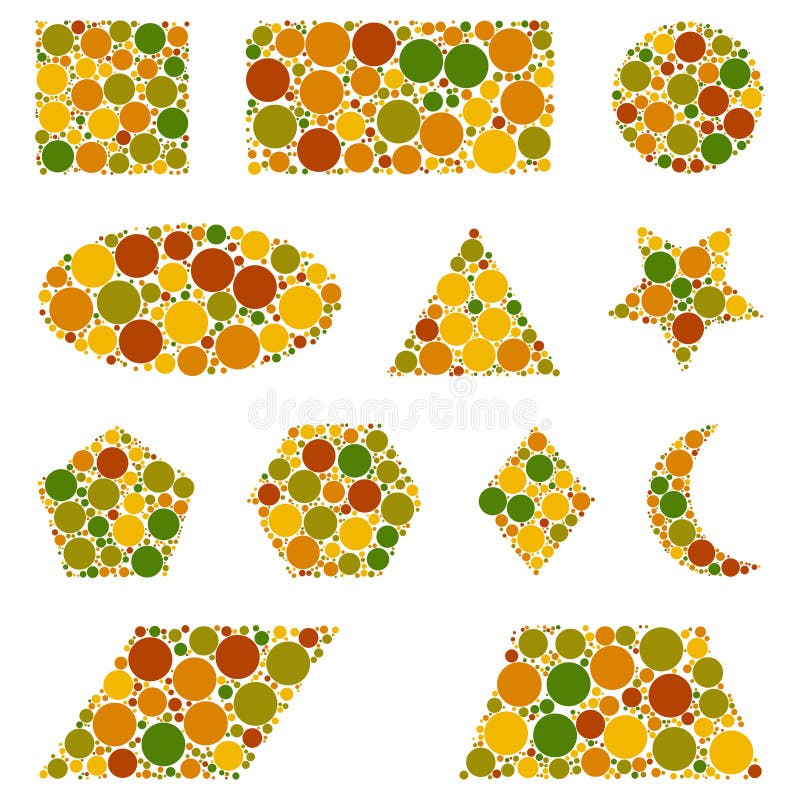 Geometric Shapes Made from Dots Isolated on White Stock Vector ...