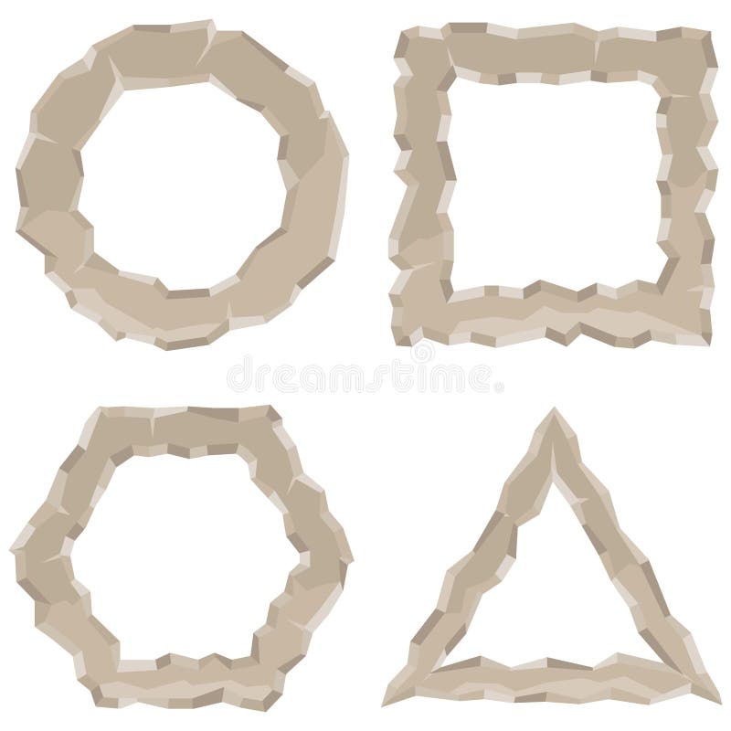 Geometric Shapes Made of Stone. Stone Frames. Vector Illustration Stock ...