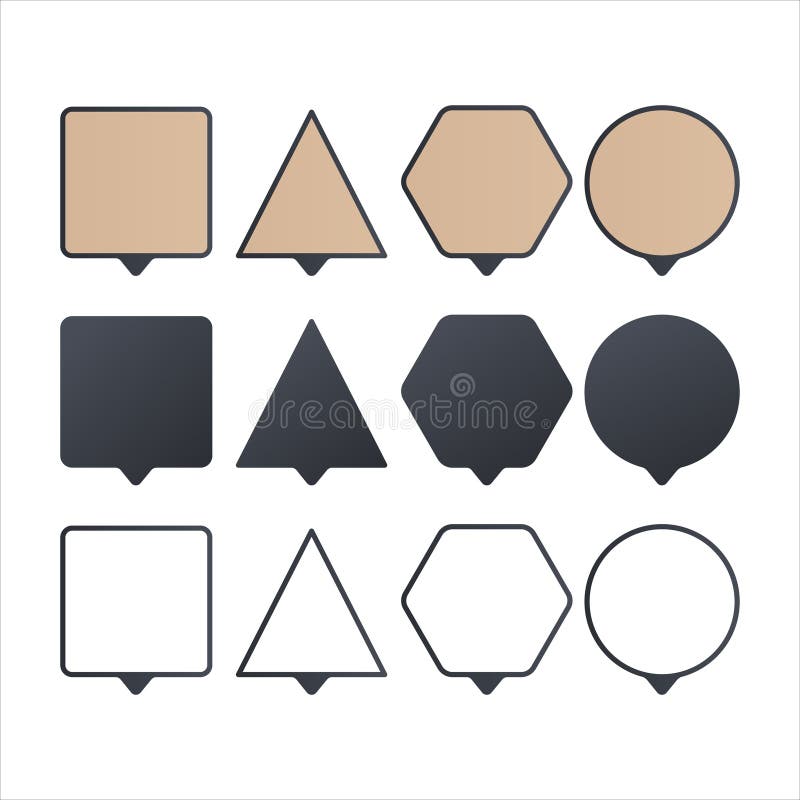 Geometric Shapes Map Pointer Icon. Geometric Contour Location Pin ...