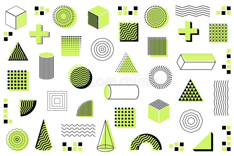 Geometric Shapes Mega Set in Flat Cartoon Design. Bundle Elements of ...