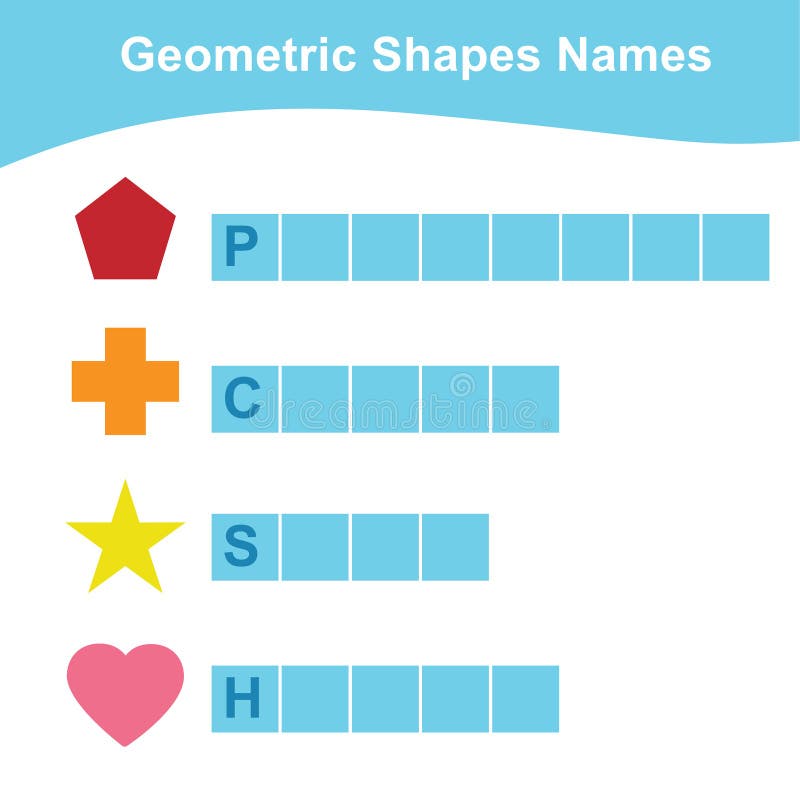 Geometric Shapes Name Worksheet. Different Shapes. Educational Children ...