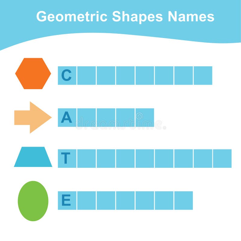 Geometric Shapes Name Worksheet. Different Shapes. Educational Children ...