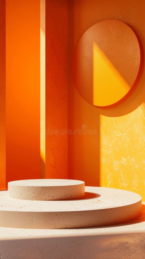 Geometric Shapes with Orange Shadows, Abstract Art Concept Stock Photo ...