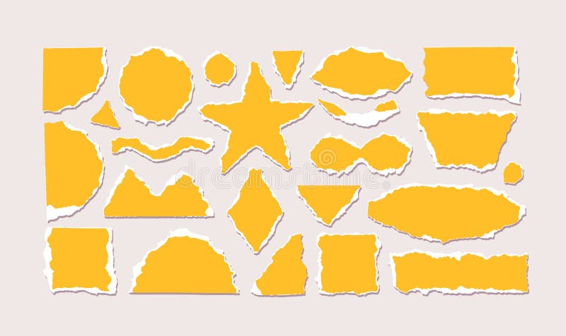 Geometric Shapes of Paper Torn. Set of Torn Colored Paper with Edge of ...