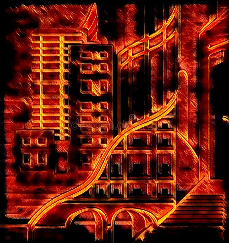 Geometric Shapes Pattern and Architectural Design in Red-hot Red and ...