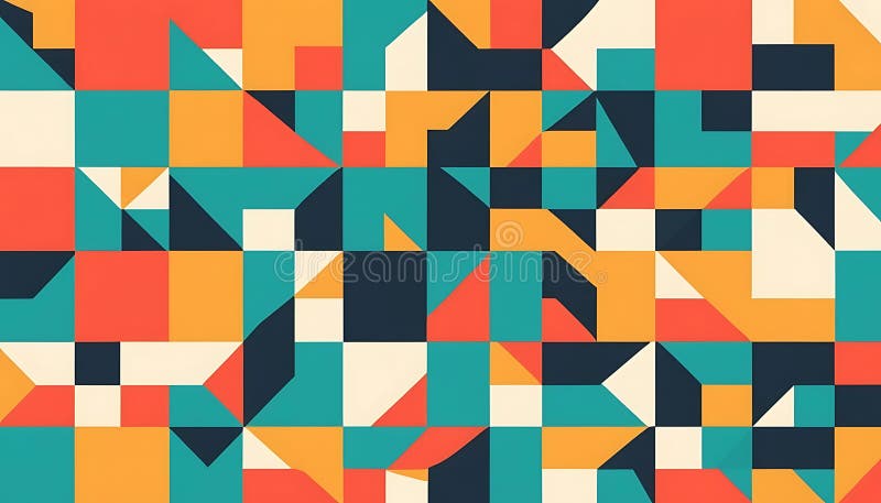 Geometric Shapes Pattern with Squares and Triangles in Bold Colors ...