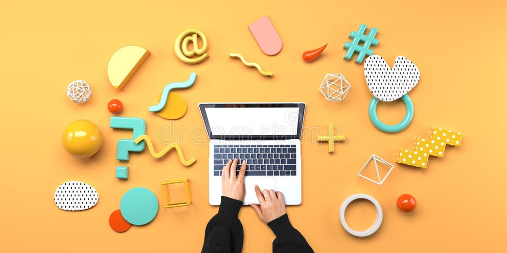 Geometric Shapes with Person Using a Laptop Computer Stock Photo ...