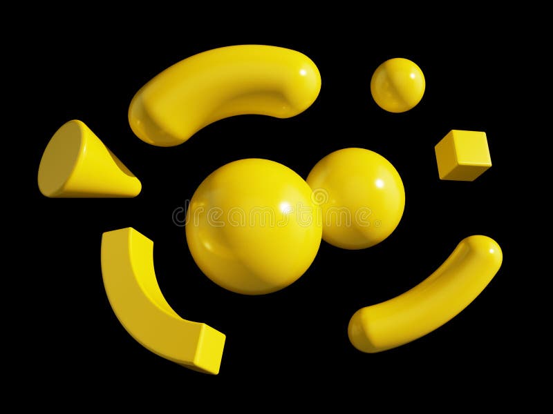 Geometric Shapes on a Plain Background. 3D Rendering Stock Illustration ...