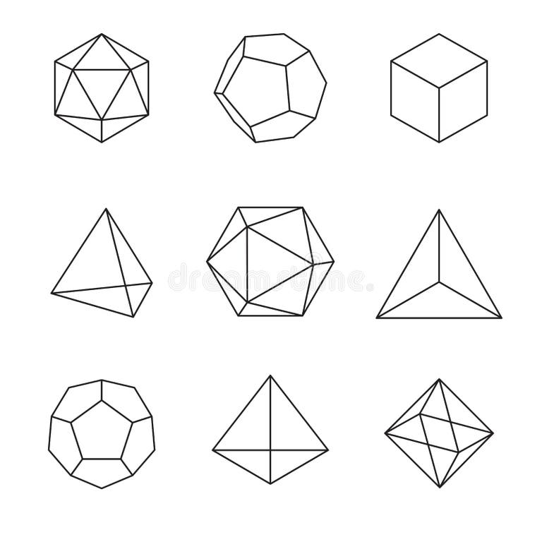 Geometric Shapes - Platonic Solids Stock Vector - Illustration of ...