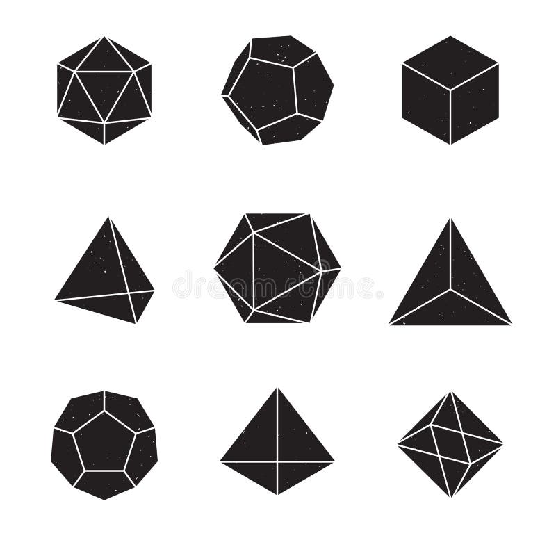 Geometric Shapes - Platonic Solids Stock Vector - Illustration of ...