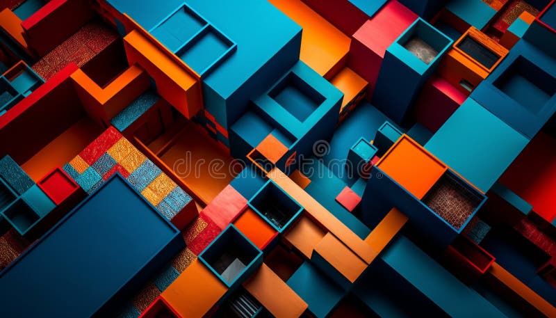 Geometric Shapes Repeat in Bright Colors, Illuminating Space Generated ...