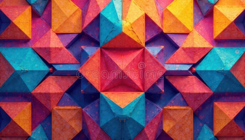 Geometric Shapes Repeating in a Rhythmic Sequence, Varied Colors ...