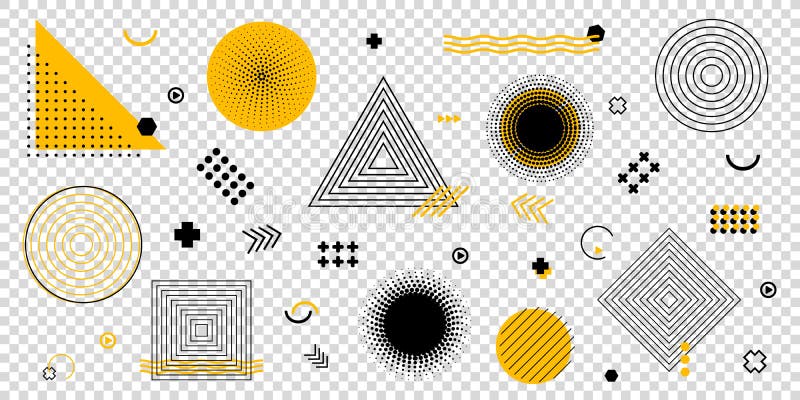 Geometric Shapes Retro Art Design - Different Vector Illustrations ...