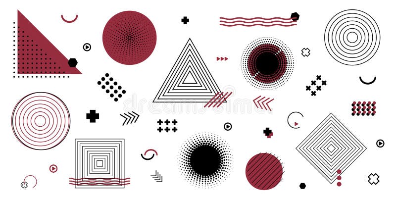 Geometric Shapes Retro Art Design - Different Vector Illustrations ...