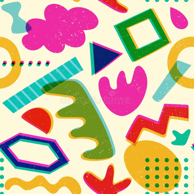 Memphis Seamless Patterns. Funky Pattern, Retro Fashion 80s and 90s ...