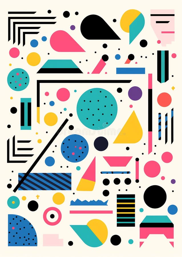 Geometric Shapes with 90s Color Scheme 90s Retro Nostalgic Frame Stock ...