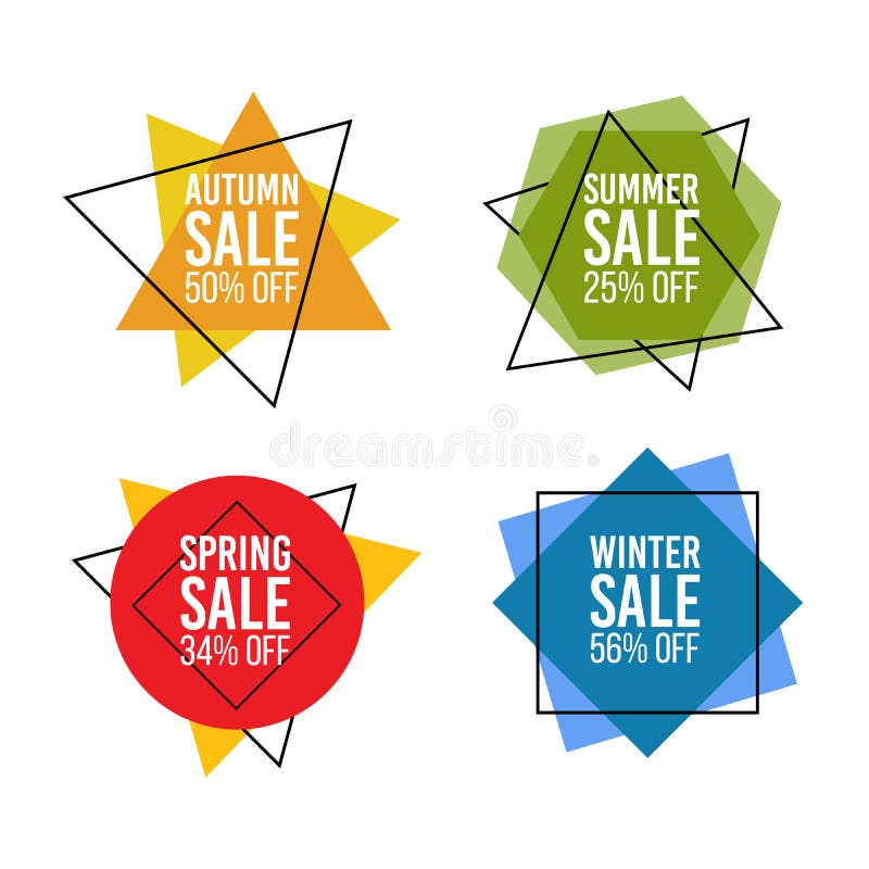 Geometric Shapes Sale Badges Set on the White Stock Vector ...