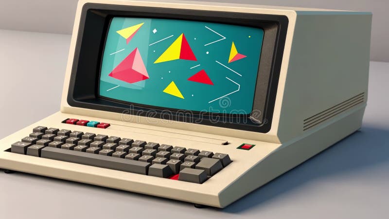 Geometric Shapes the Screen of a Small Compact Computer Features a Load ...