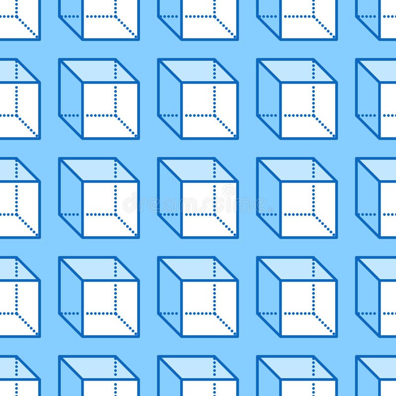 Geometric Shapes Seamless Pattern with Flat Line Icons of Cube Figure ...