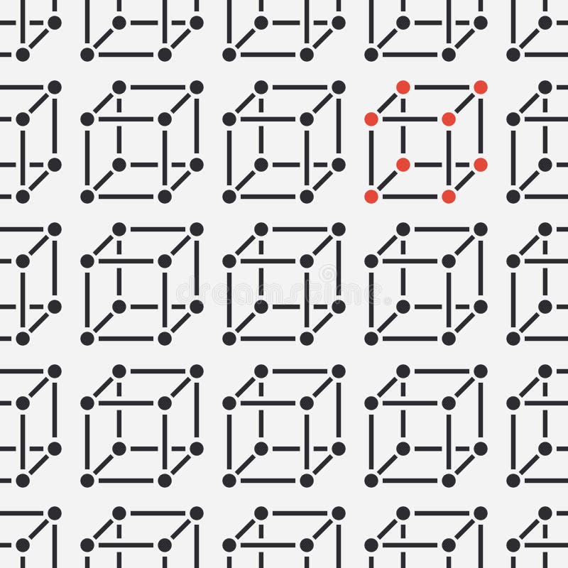 Geometric Shapes Seamless Pattern with Flat Line Icons of Cube Figure ...