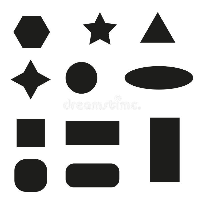 Geometric Shapes Set. Basic Figures Collection. Abstract Vector Forms. Black Silhouette Elements ...