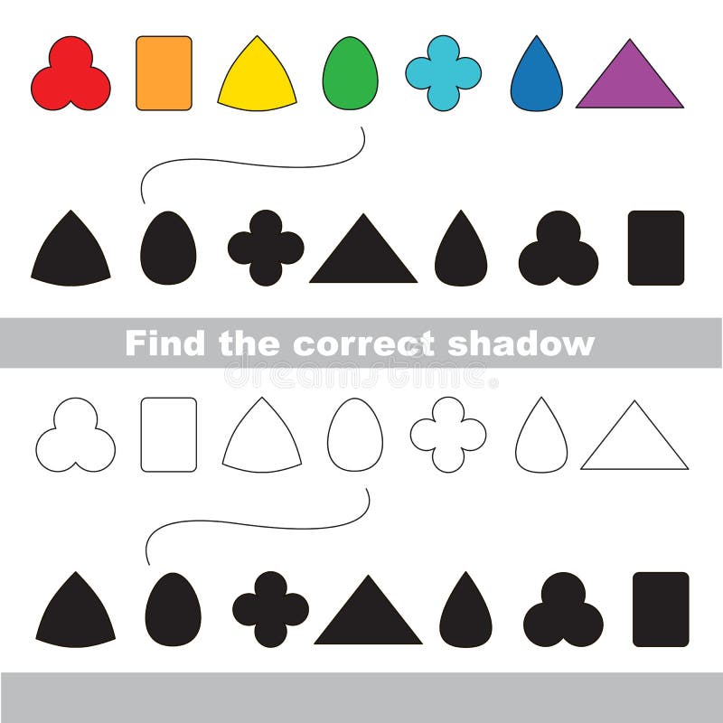Geometric Shapes Set. Find Correct Shadow. Stock Illustration ...