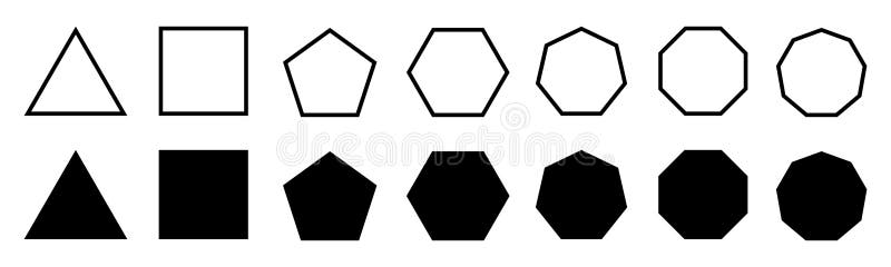 Geometric Shapes Set with Rounded Corners, Triangle Square Pentagon ...