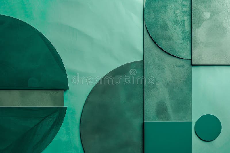 Geometric Shapes in Shades of Emerald, Jade, and Mint on a Green ...