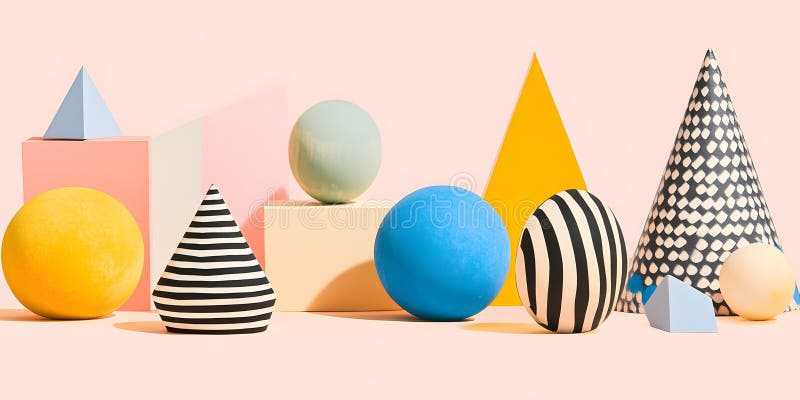 Geometric Shapes and Spheres Arrangement Stock Illustration ...