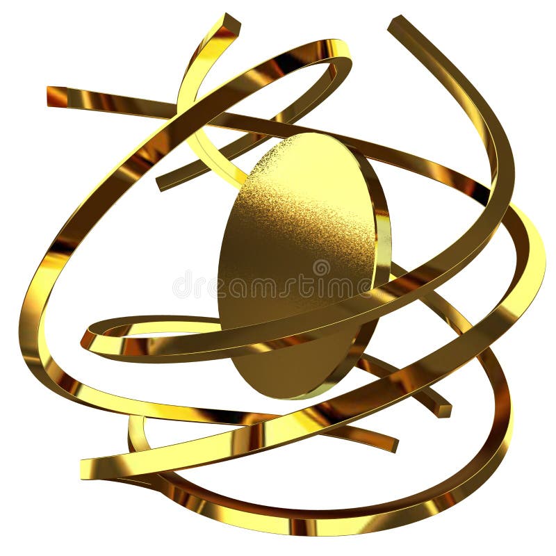 Golden Splines and Circle in Abstract Rotation. 3D Render Stock ...