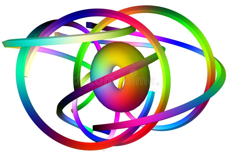 Multicolored Splines and Ring in Abstract Design. 3D Render Stock ...