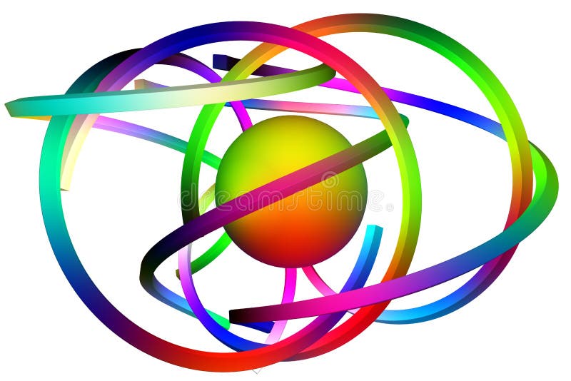 Multicolored Splines and Sphere in Abstract Design. 3D Render Stock ...