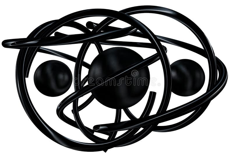 Round Black Splines and Spheres in Abstract Design. 3D Render Stock ...
