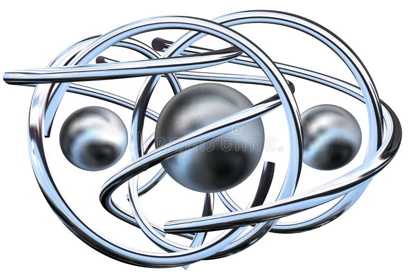 Round Chrome Splines and Spheres in Abstract Design. 3D Render Stock ...