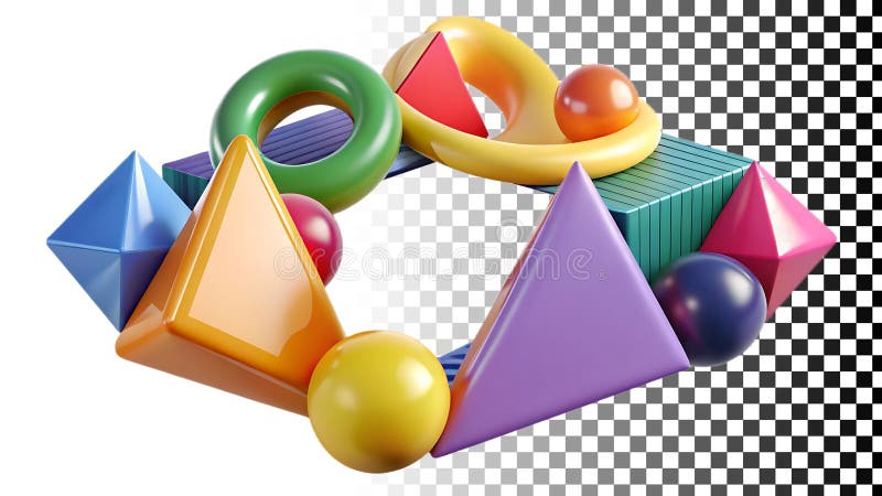 Geometric Shapes Stack, Abstract Forms, 3D Blocks, Modern Design Png ...