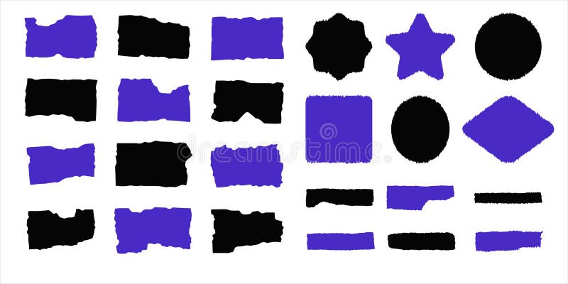Geometric Shapes with Torn Edge. Set of Vector Icons. Stock Vector ...