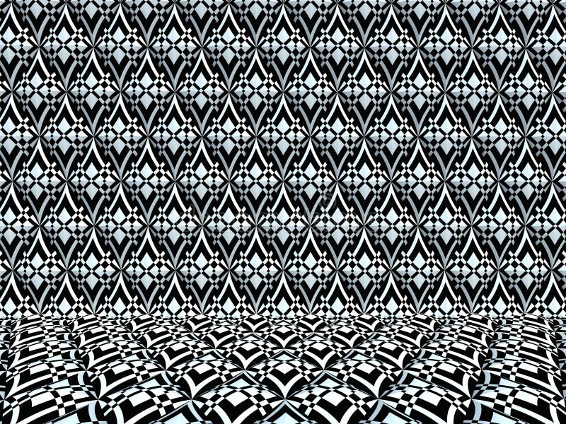 Geometric Shapes on Trapezoid Pattern, 3D Render Stock Illustration ...