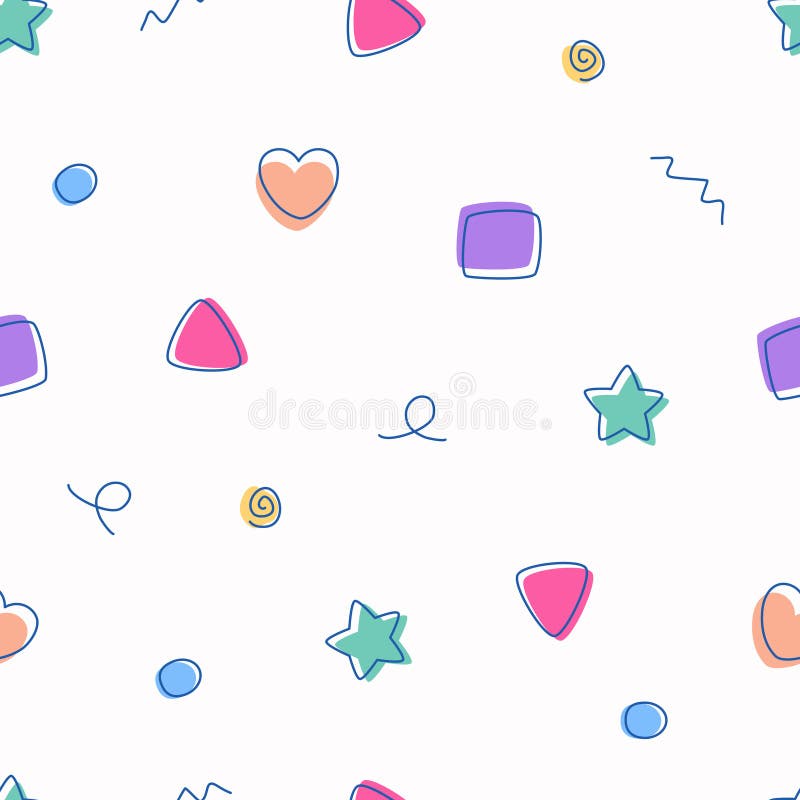 Geometric Pattern Seamless Icon with Circle, Square, Triangle, Curve ...