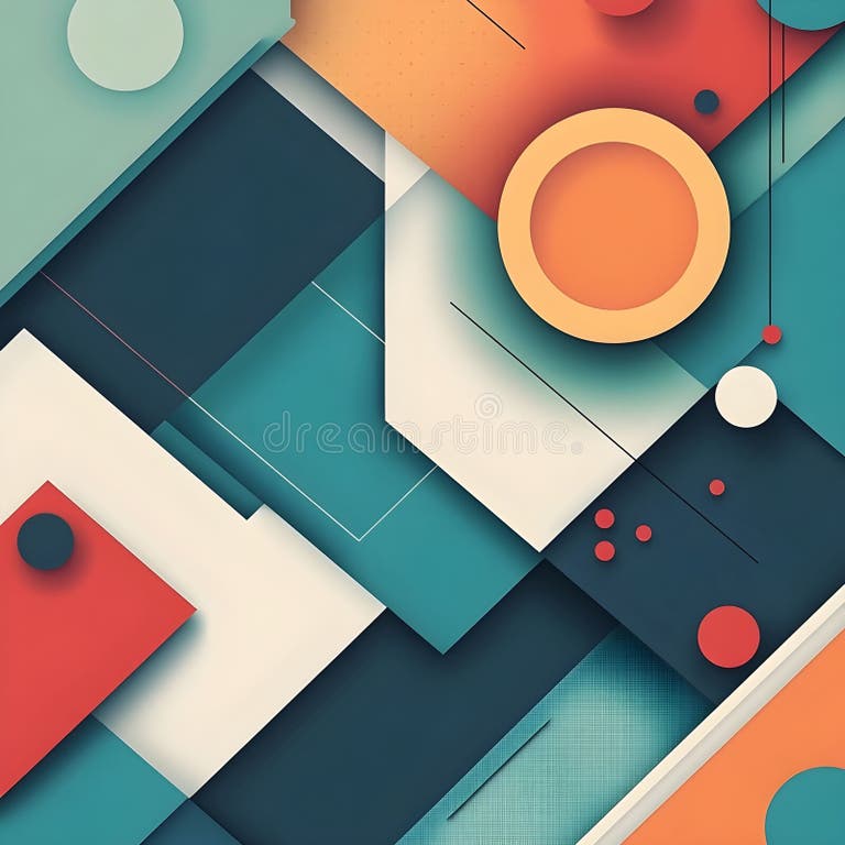 Geometric Shapes in Various Colors and Sizes are Forming a Dynamic and ...