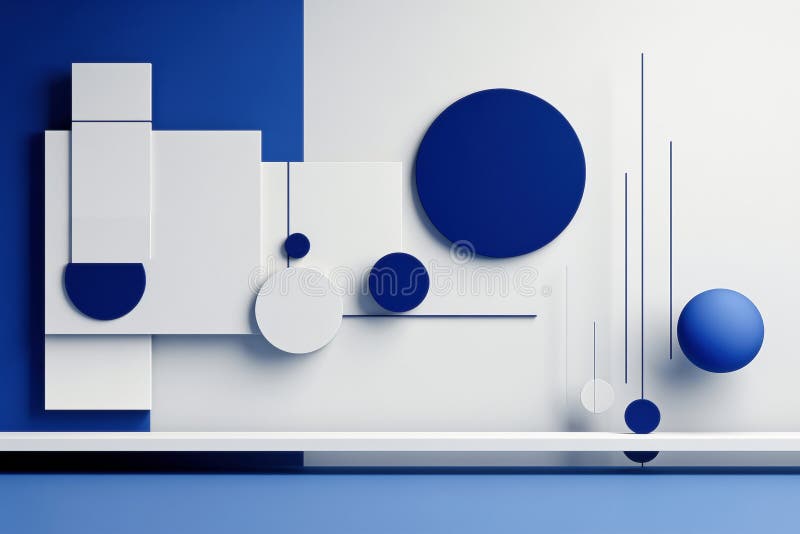 Geometric Shapes in Various Sizes and a Monochromatic Blue Scheme on a ...