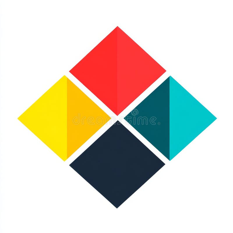 Geometric Shapes on a White Background are Connected by Colorful ...