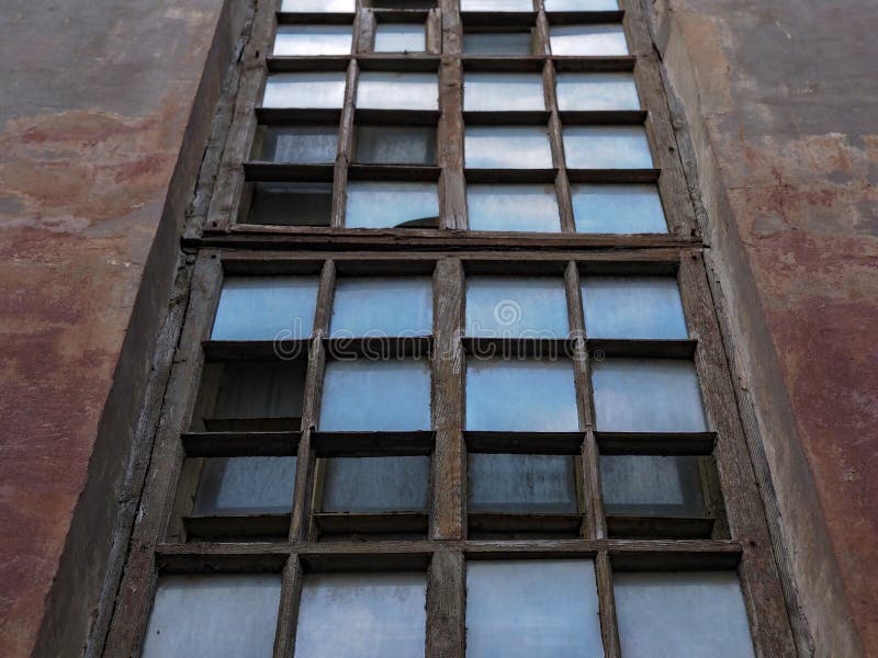 View of the Old Long Window of the House Stock Photo - Image of cracked ...