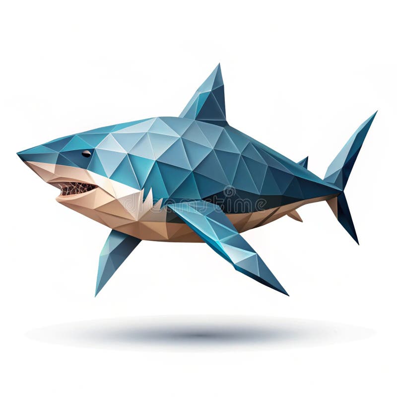 Geometric Shark with Pointed Fins Stock Illustration - Illustration of ...