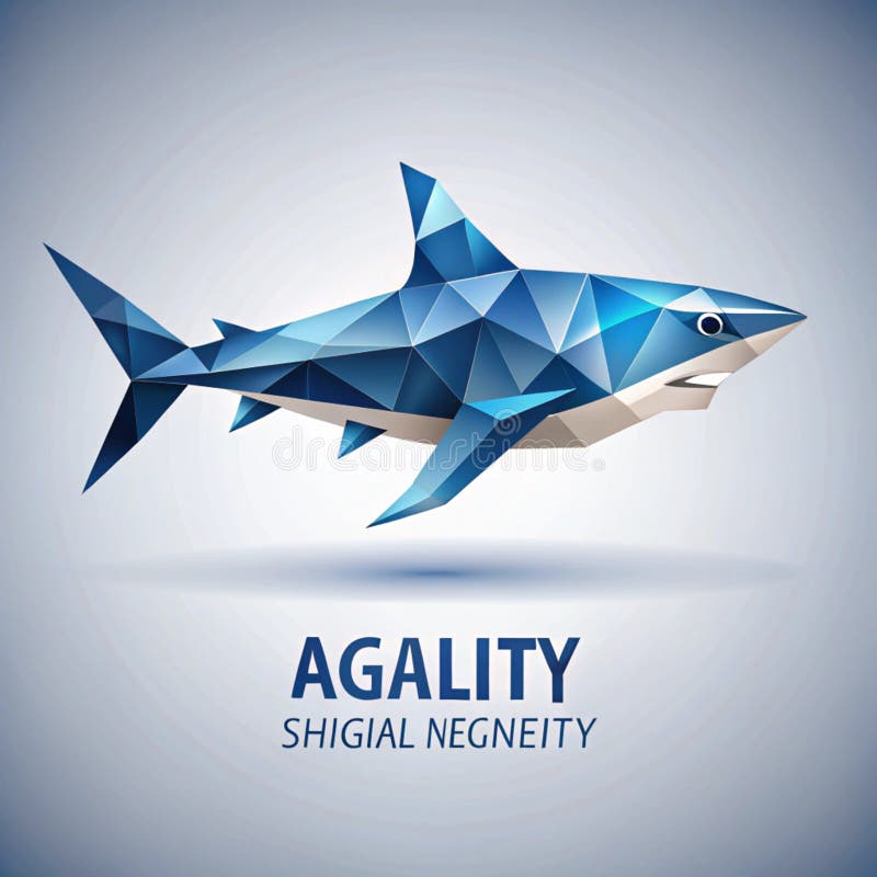 Geometric Shark with Sharp Tail Stock Illustration - Illustration of ...