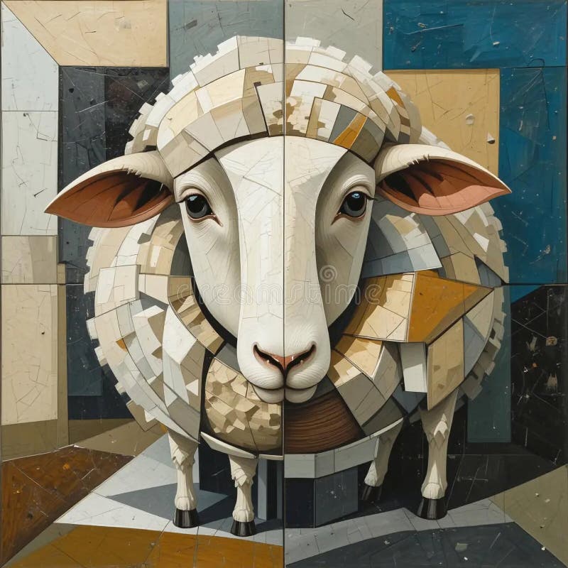 Geometric Sheep in a Quadriptych Stock Illustration - Illustration of ...