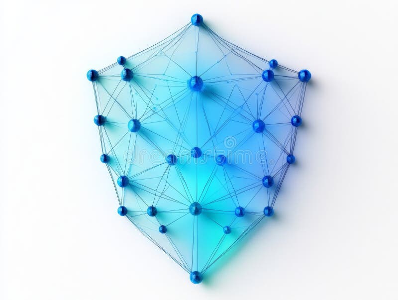 Geometric Shield with a 3D Network Structure in Blue Tones ...