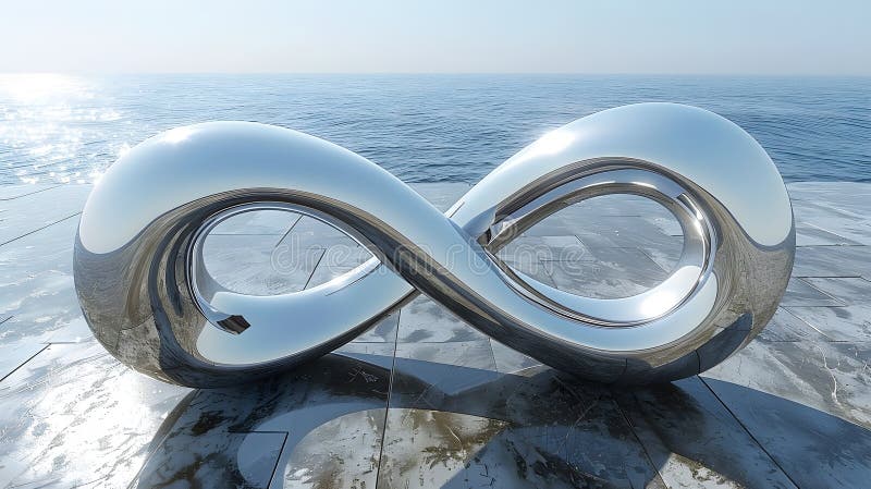 Geometric Shiny Chrome Infinity Shape and Blue Gradient Sky. Minimal ...