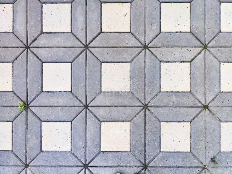 Geometric Sidewalk Pattern with Square Tiles in a City Park on a Sunny ...