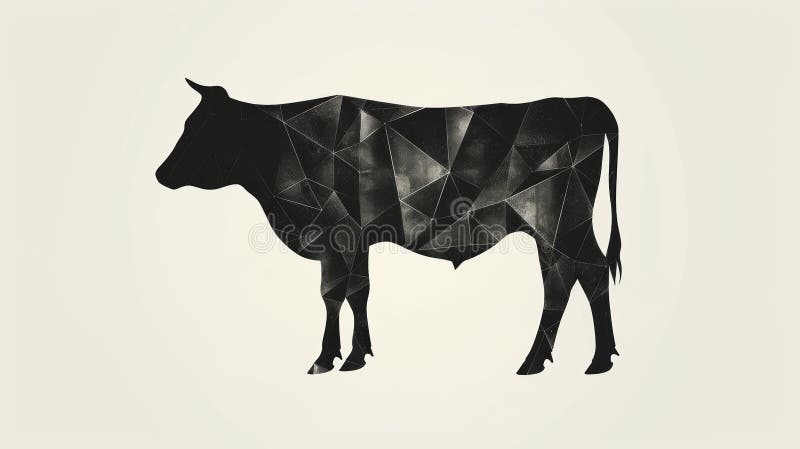 A Geometric Silhouette of a Cow, Showcasing Modern Art with Triangular ...